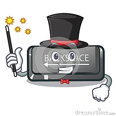 Magician Backspace Button On A Computer Character Cartoon Vector ...