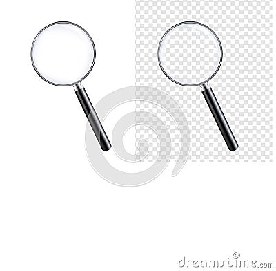 Magnifiers Set Isolated White And Transparent Background Vector ...