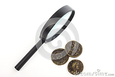 Magnifying Glass And Fake Ancient Coins Royalty-Free Stock Photography ...