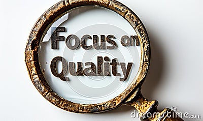 Magnifying Glass Focusing On The Phrase Focus On Quality Against A ...