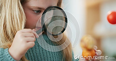 Magnifying Glass, Learning and Girl Doing a Education Science Project ...