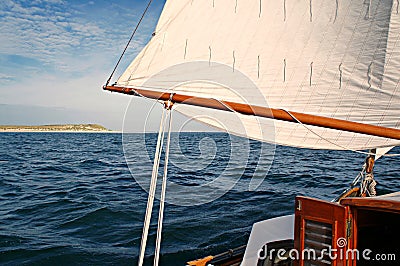 Mainsail Of A Classic Sailing Vessel, Passing Vlieland Royalty-Free ...