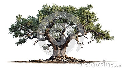 Majestic Ancient Tree With Twisted, Gnarled Branches And A Lush Green ...