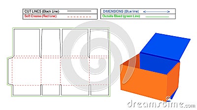 Make Easy Cartoon Paper Crates Box Dieline Template And 3D Box ...