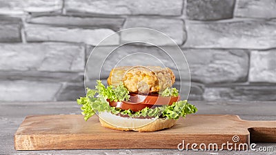 Making a Hamburger, Side View of Assembling Ingredients. Stop Motion ...