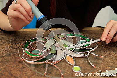 Soldering Of Stained Glass Royalty Free Stock Photo - Image: 29812565