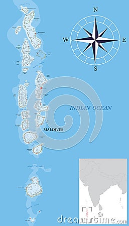 Maldives Islands Highly Detailed Physical Map Vector Illustration | CartoonDealer.com #290123012