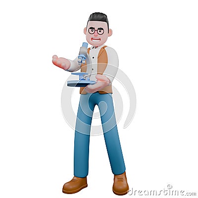 A Male Anthropologist Standing With A Microscope Royalty-Free Stock ...