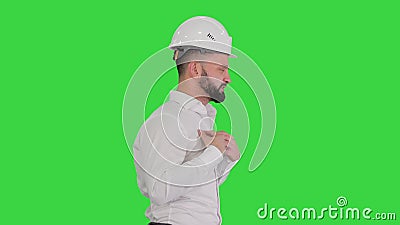 Male Architect Explaining Something while Walking on a Green Screen ...