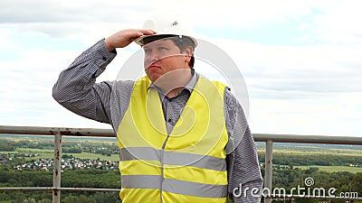 Male Builder Foreman, Engineer, Worker or Architect on Construction ...