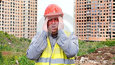 Male Builder Foreman, Worker or Architect on Construction Building Site ...