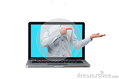 Male Figure Inside Computer Publishes Product- Royalty-Free Stock Photo ...