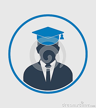 Male Graduate Student Profile Icon With Gown And Cap. Flat Style Vector ...