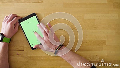 Male Hand Scrolling a Tablet with Green Screen Stock Video - Video of ...