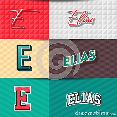 ,Male Name,ELIAS In Various Retro Graphic Design Elements, Set Of ...