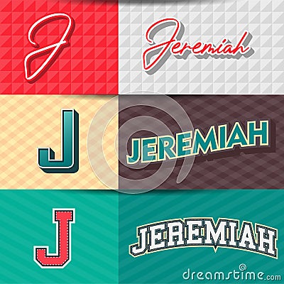 ,Male Name,JEREMIAH In Various Retro Graphic Design Elements, Set Of ...