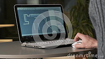 Male Person is Working on Architectural Designs Using a Laptop ...