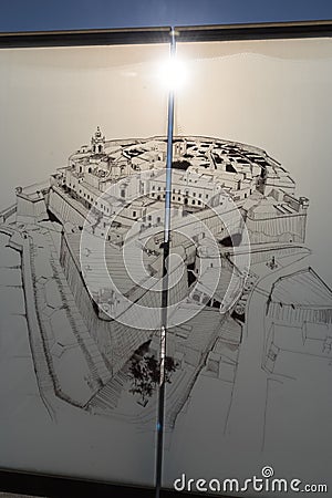 Etched Glass Map Of The Citadel Of Victoria Gozo Malta Stock Image ...