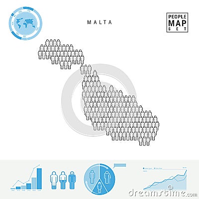 Malta People Icon Map. Stylized Vector Silhouette Of Malta. Population ...