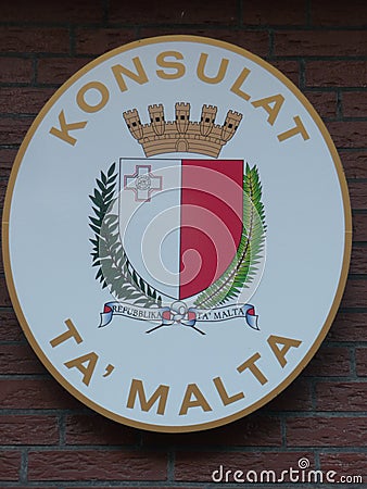 Maltese Consulate Sign (Malta) Stock Photo - Image: 62585174