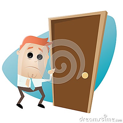 Man Is Afraid Of Knocking On The Door Vector Illustration ...