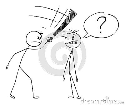 Man Asking Question, Another Man Beating Him By Exclamation Mark ...
