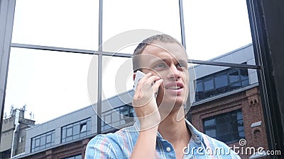 Man Attending Phone Call, Standing Outside, Talk Stock Video - Video of ...