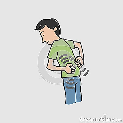 Man with back pain cartoon stock vector. Illustration of problem - 43107031