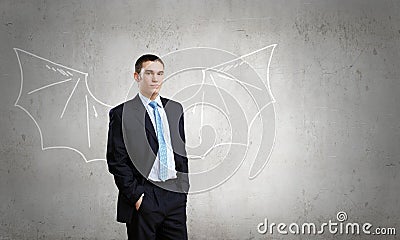 Man With Bat Wings Stock Photo - Image: 57894425