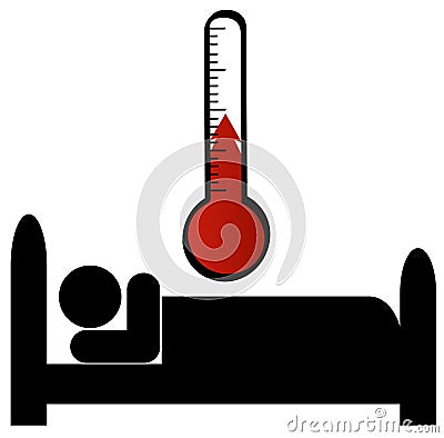 Man In Bed With Temperature Cartoon Vector | CartoonDealer.com #5724817