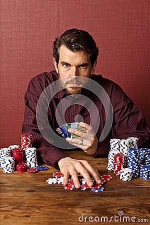 Man winning at poker stock image. Image of full, beer - 12875253