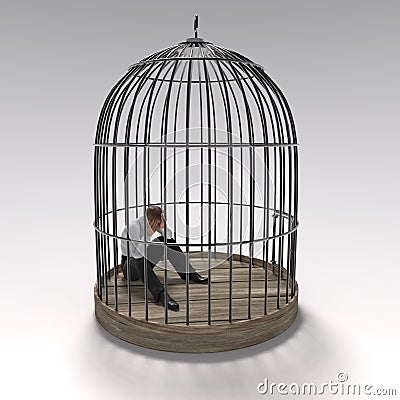 Man In The Cage Stock Illustration - Image: 59211915