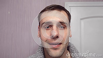 Man Changes His Mood. Anger Changes To a Good-natured Smile. Actor ...