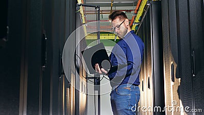 Computer Engineer Works at a Cryptocurrency Mining Farm. Stock Video ...