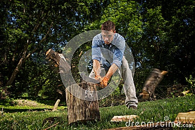Man Chopping Wood Royalty Free Stock Image - Image: 33530496