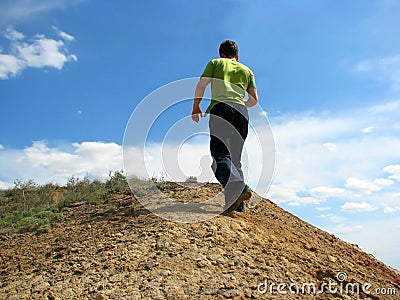 The Man Climbing Up The Hill Stock Image - Image: 21173411