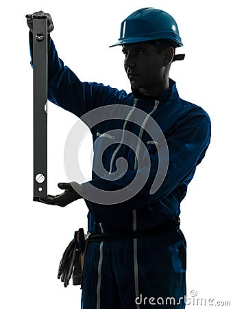 Man Construction Worker Holding Level Silhouette Royalty-Free Stock ...