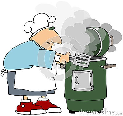 Man Cooking On A Smoker Royalty-Free Illustration | CartoonDealer.com ...