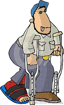Man On Crutches Royalty-Free Illustration | CartoonDealer.com #34938