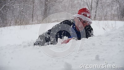 Man Dives Head First Into The Deep Snow And Have Fun In The Winter ...