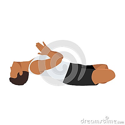 Man Doing Fish Pose Lotus Legs And Namaste Hands. Beautiful Girl ...