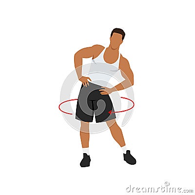 Man Doing Hip Circles Exercise. Flat Vector | CartoonDealer.com #236881008