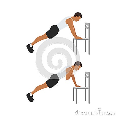 Man Doing Incline Plank Shoulder Taps Exercise. Flat Vector Royalty ...