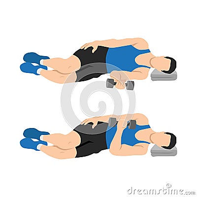 Man Doing Laying Dumbbell Internal Shoulder Rotation Stock Illustration ...