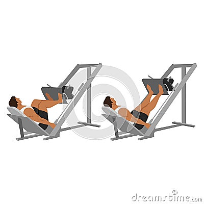 Man Doing Leg Press Exercise On Machine. Flat Vector Illustration ...