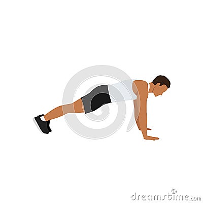 Man Doing Plank. Abdominals Exercise Flat Vector Royalty-Free Cartoon ...