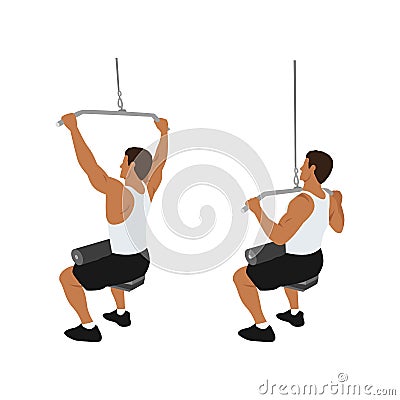 Man Doing Seated Lat Pulldowns Flat Vector Royalty-Free Cartoon ...