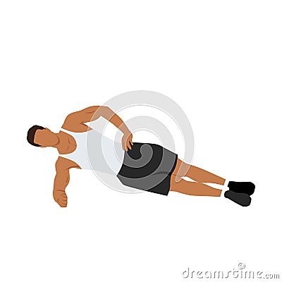 Man Doing Side Plank. Abdominals Exercise. Flat Vector Royalty-Free ...