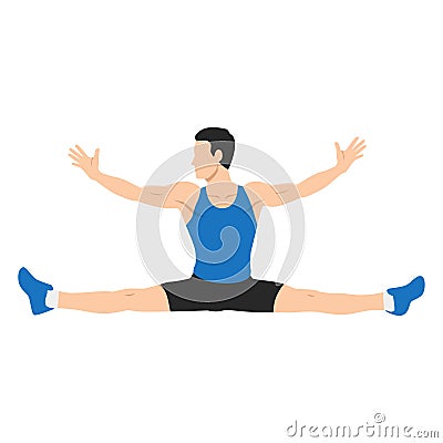 Man Doing Splits Exercise Or Stretch Vector Illustration ...