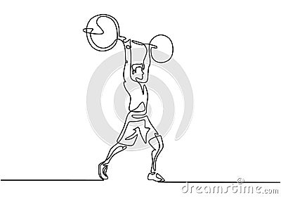 Man Doing Squats With Barbell Continuous One Line Drawing Vector ...